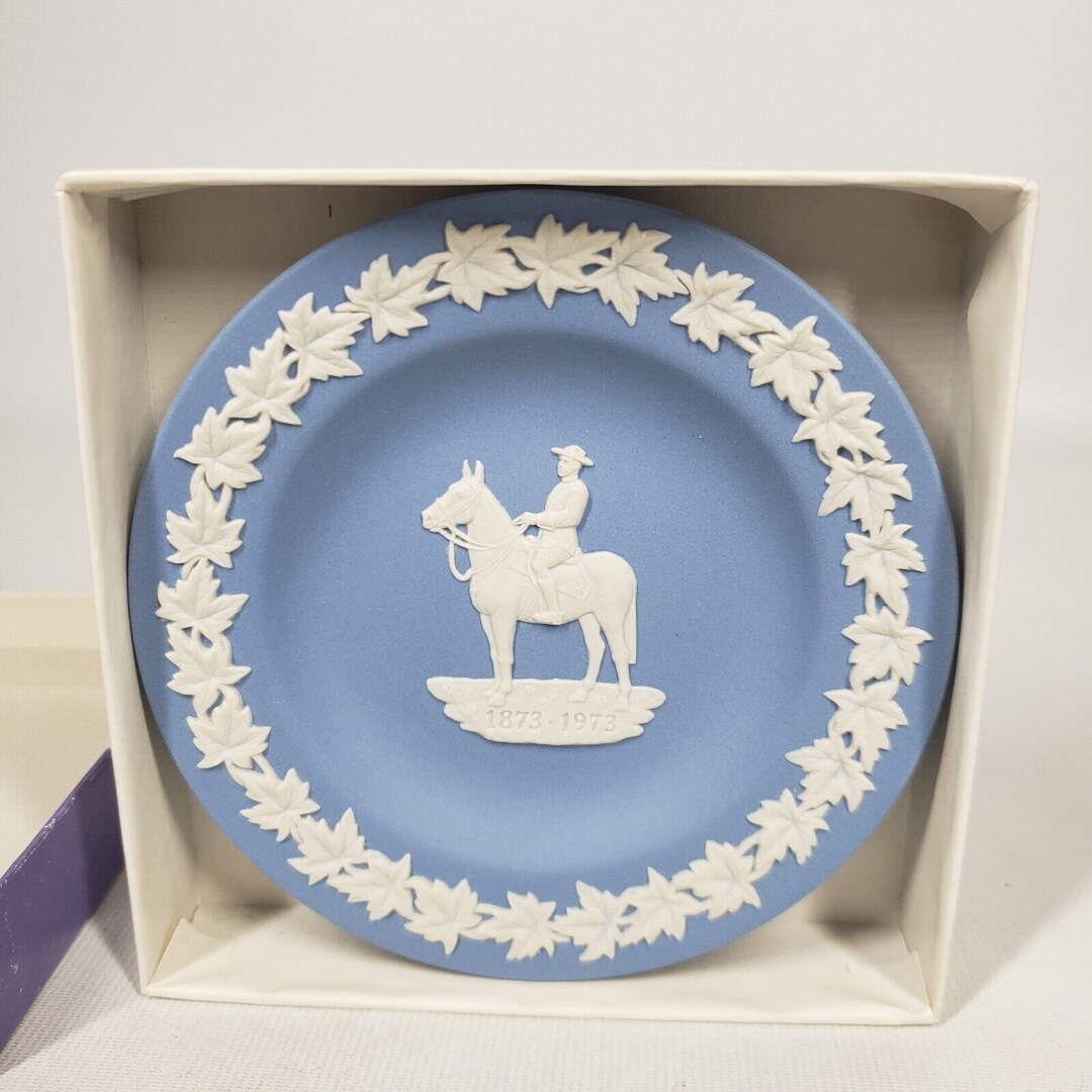 RCMP Wedgwood Blue Jasperware Dish 1873-1973 Commemorative Plate Horse ...