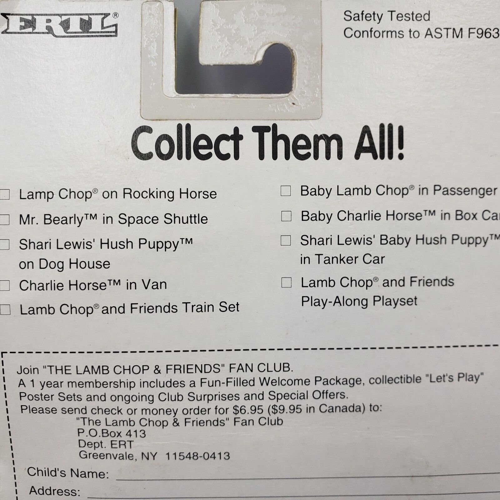 1994 Ertle Shari Lewis Lamb Chop and Friends Lamb Chop on Rocking Horse ...