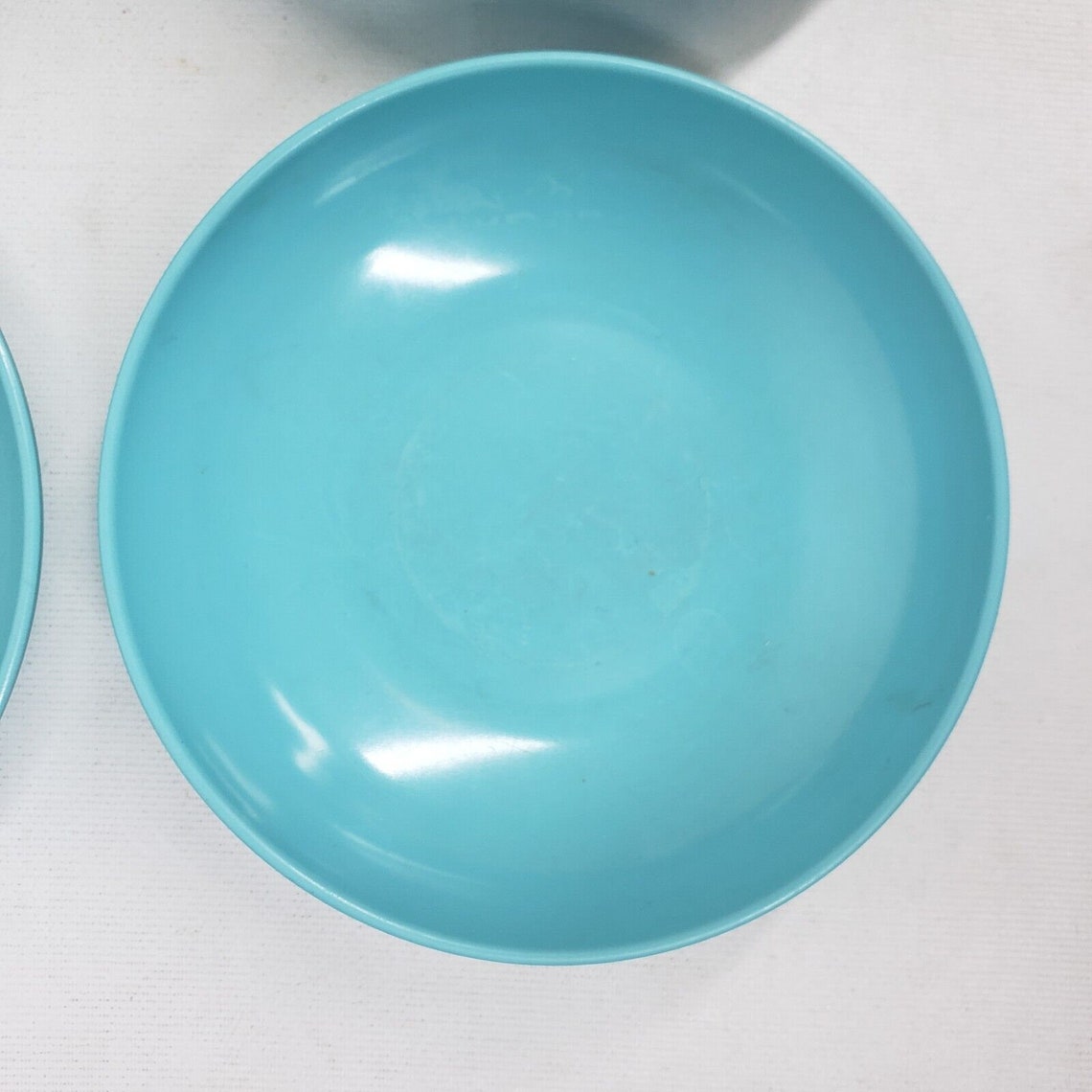 6 MCM Melmac Melamine Stylized Dinnerware Blue Teal Bowls Soup Cereal ...