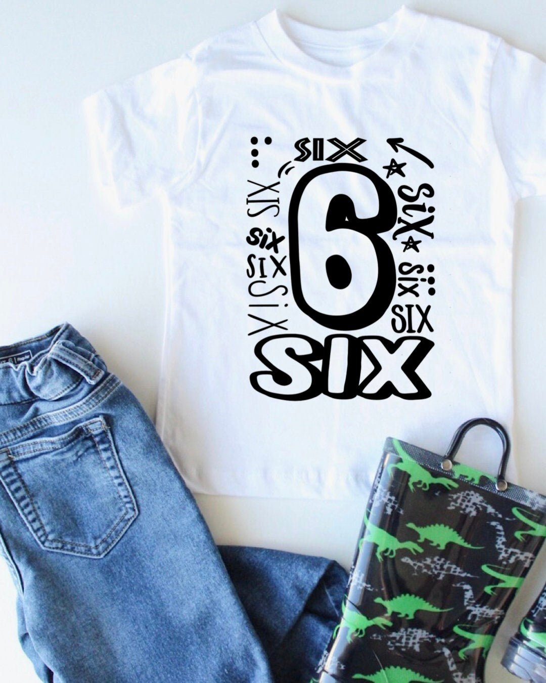 Six 6 Six Sixth Birthday Shirt 6 Years Birthday Boy | Etsy