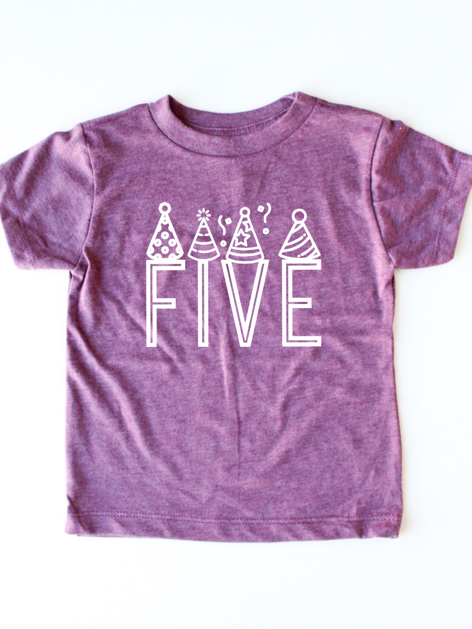 Five With Party Hats - Fifth Birthday Shirt - 5 Years Old - Birthday ...