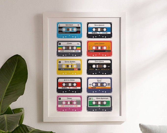 10 Mix Tape Print - Custom Wall Illustration Art - Choose Your Style ...