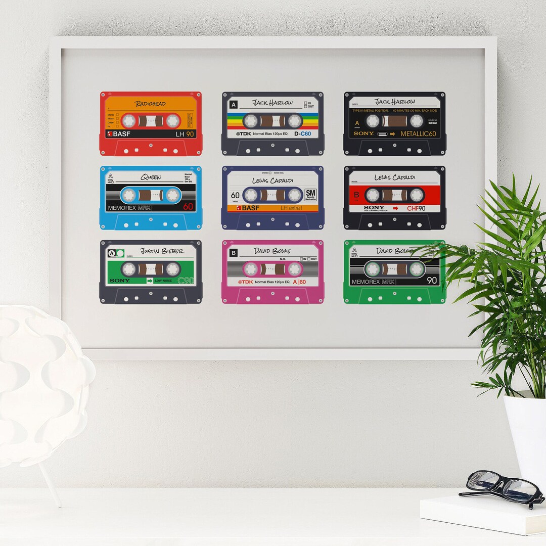 9 Mix Tape Print Custom Wall Illustration Art Choose Your Style & Label ...