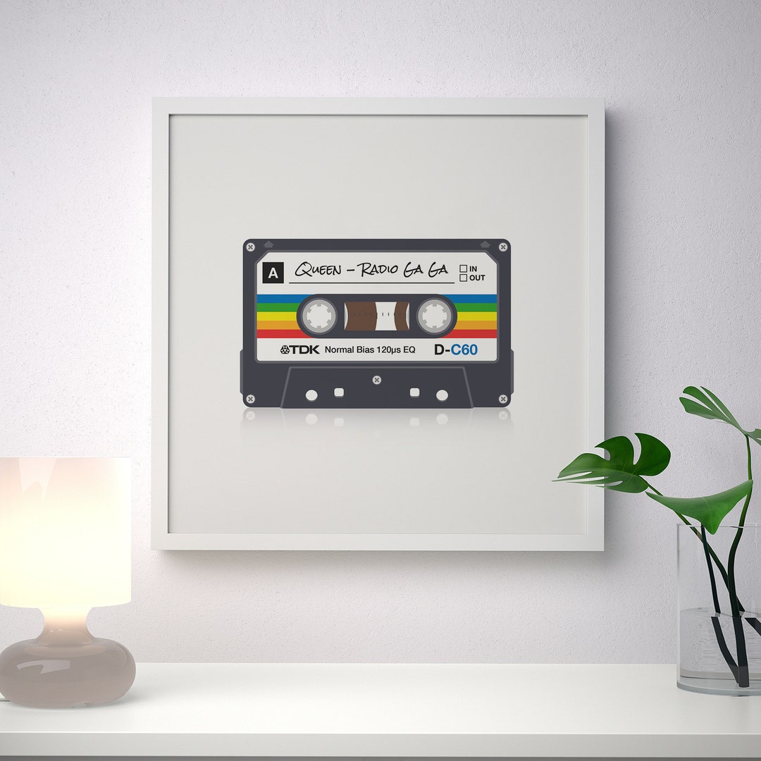Custom Retro Cassette Print Personalised Mix Tape Wall Illustration Art ...