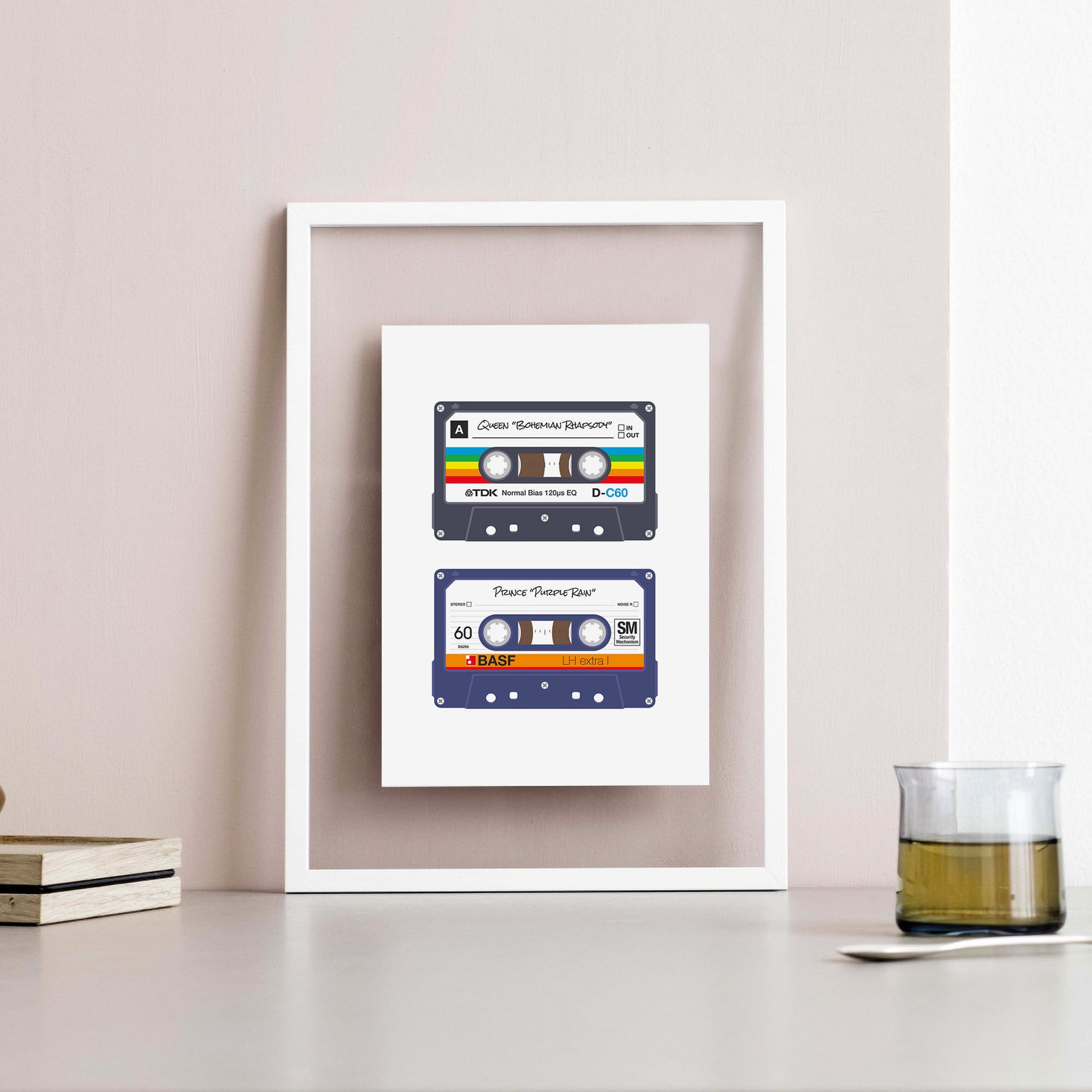 2 Custom Retro Cassette Poster Print Personalised Music Mix Tape Wall ...