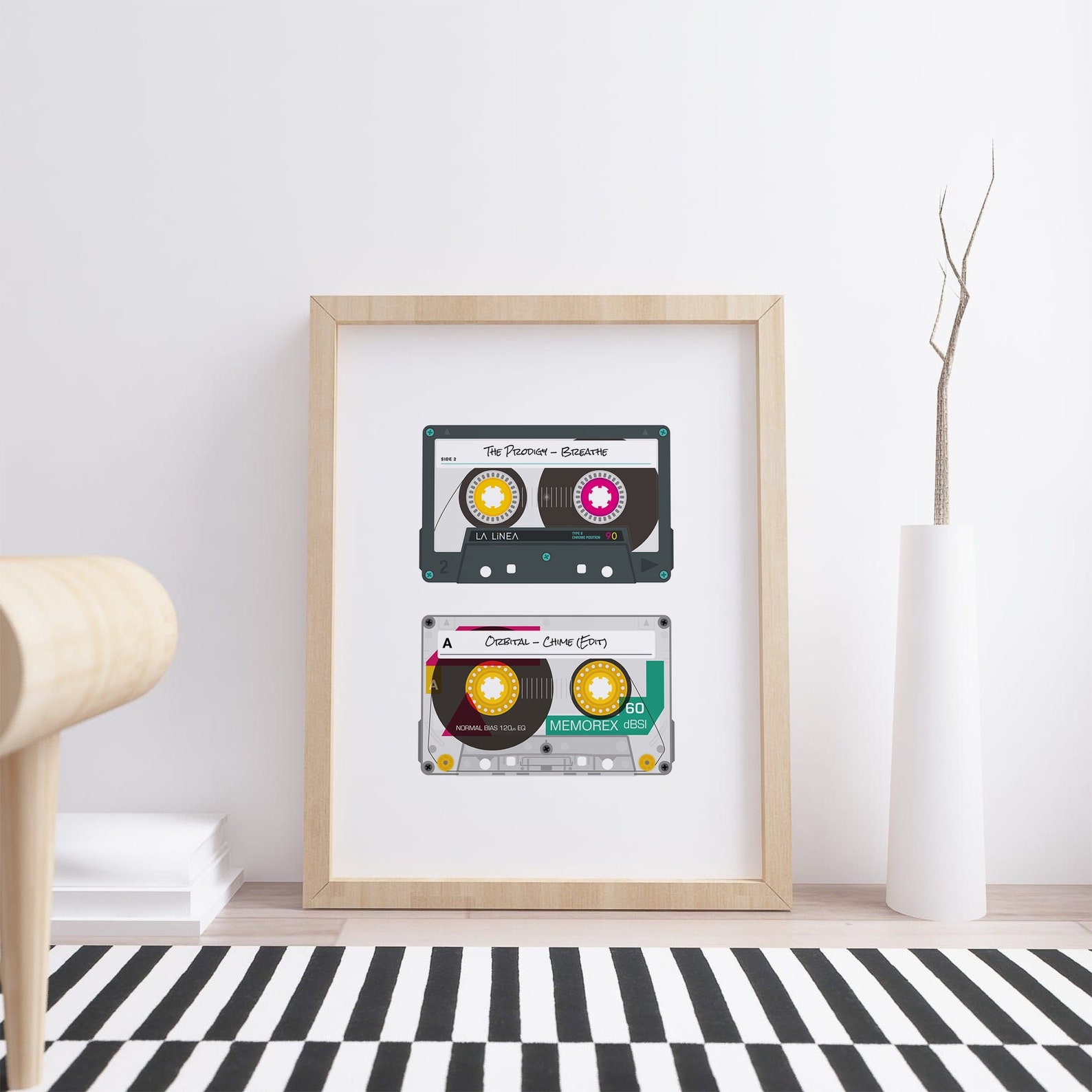 2 Custom Retro Cassette Poster Print Personalised Music Mix Tape Wall ...