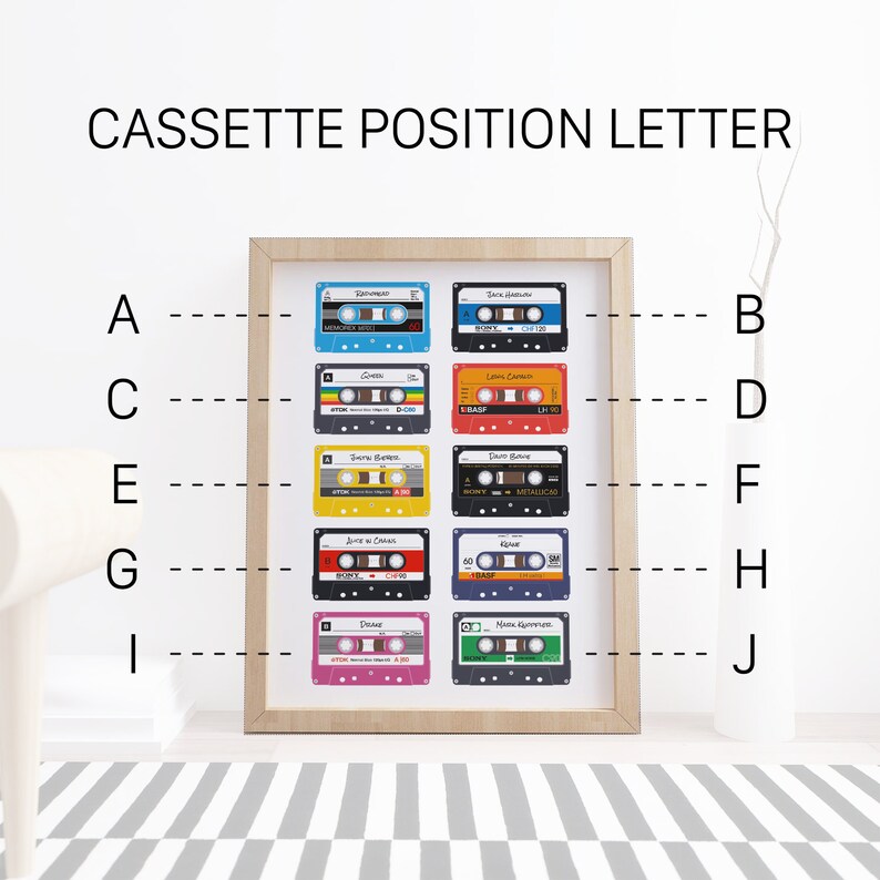10 Mix Tape Print Custom Wall Illustration Art Choose Your - Etsy