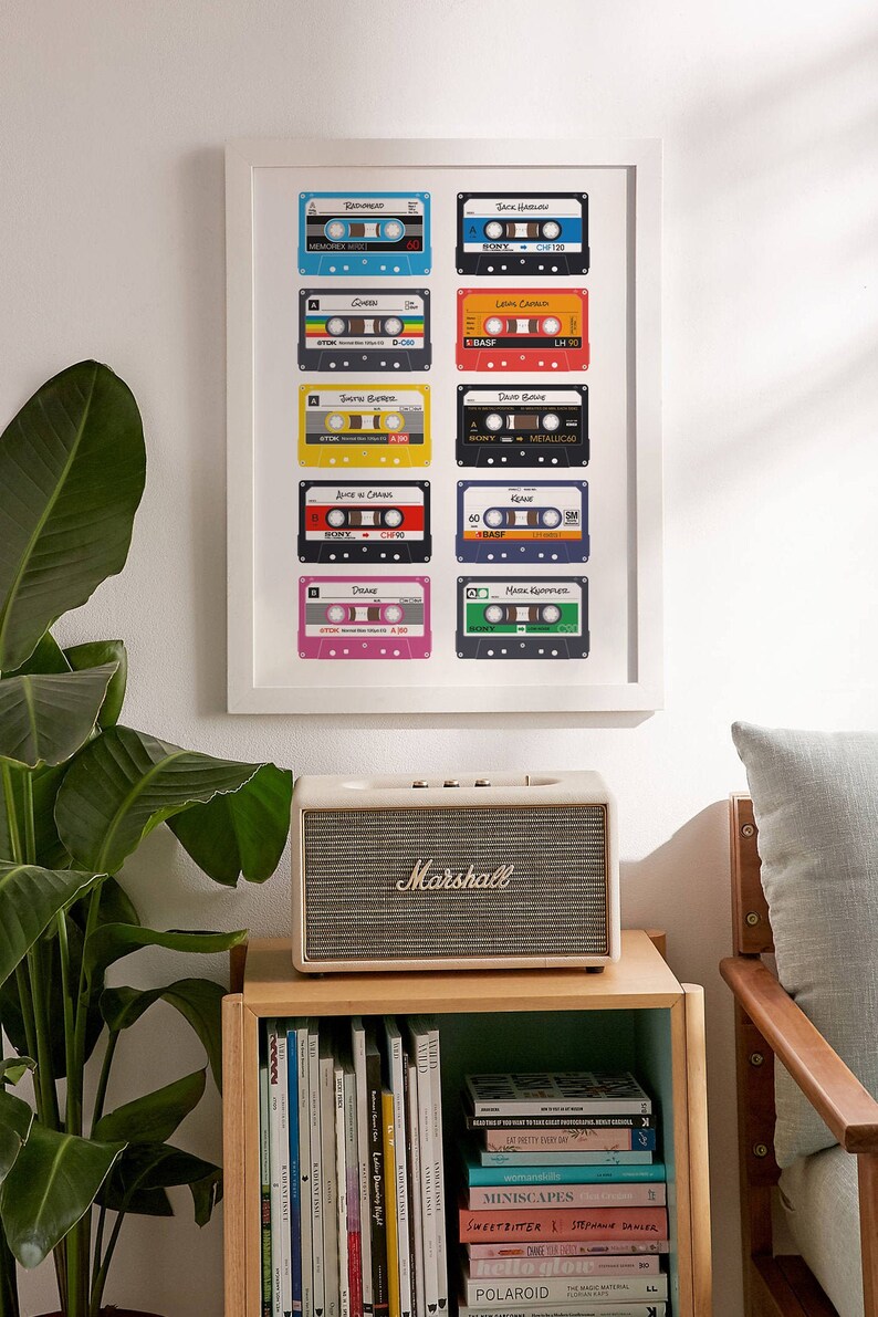 10 Mix Tape Print Custom Wall Illustration Art Choose Your - Etsy