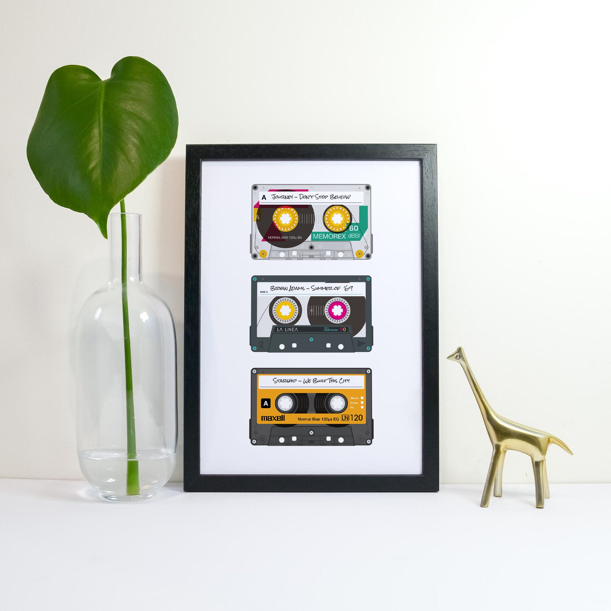 3 Custom Retro Cassette Poster Print Personalised Music Mix - Etsy