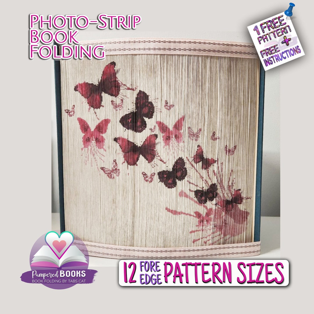 Butterfly Watercolor Fore Edge Book Folding Pattern, DIY Photo Strip ...