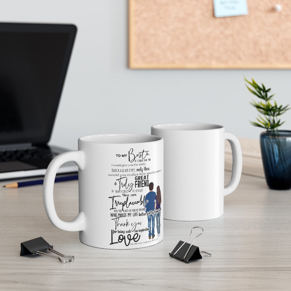 White-bestie Mug Best Friend Coffee Cup Man & Woman Inspirational Mug ...