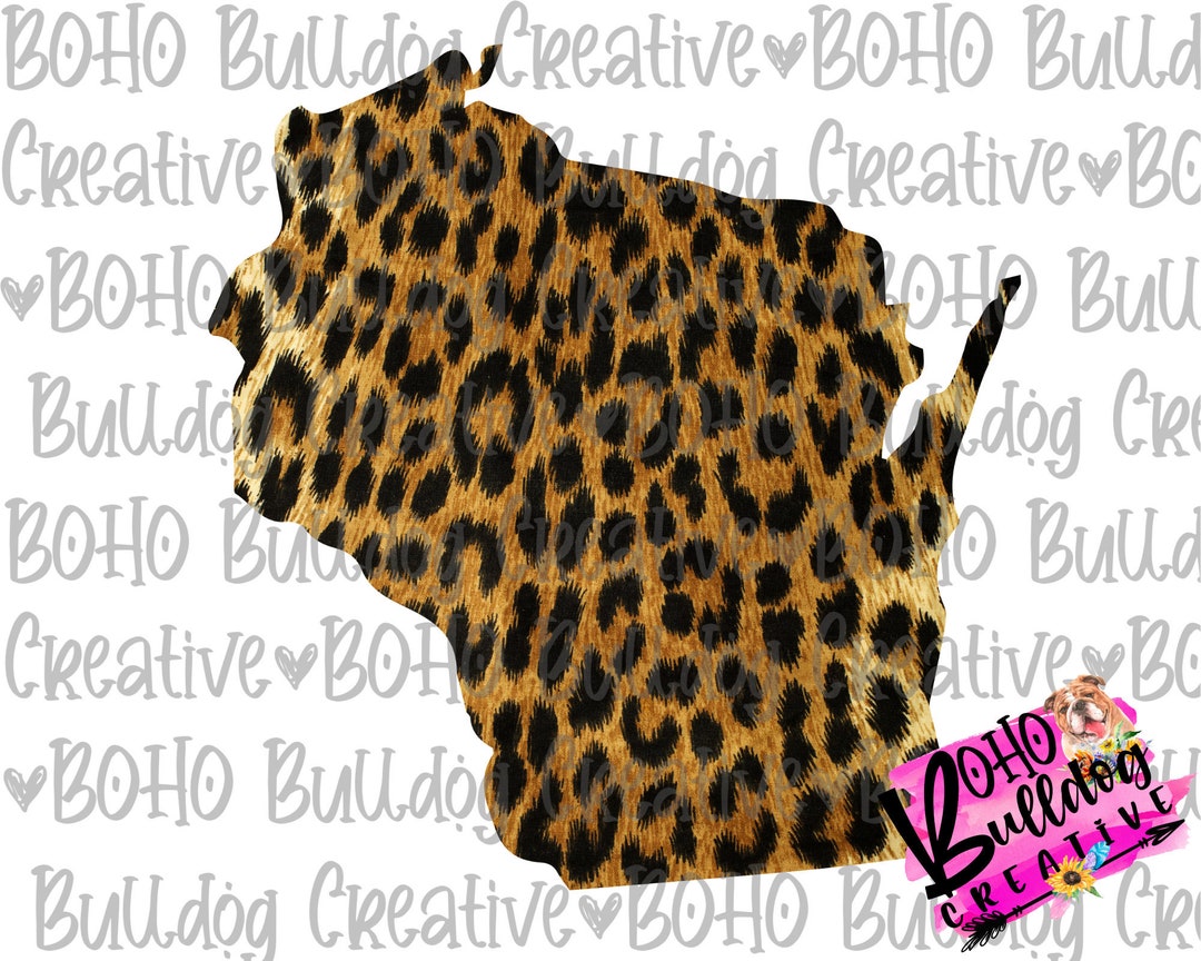 Leopard Wisconsin State Png Download, Sublimation Design File, Leopard ...