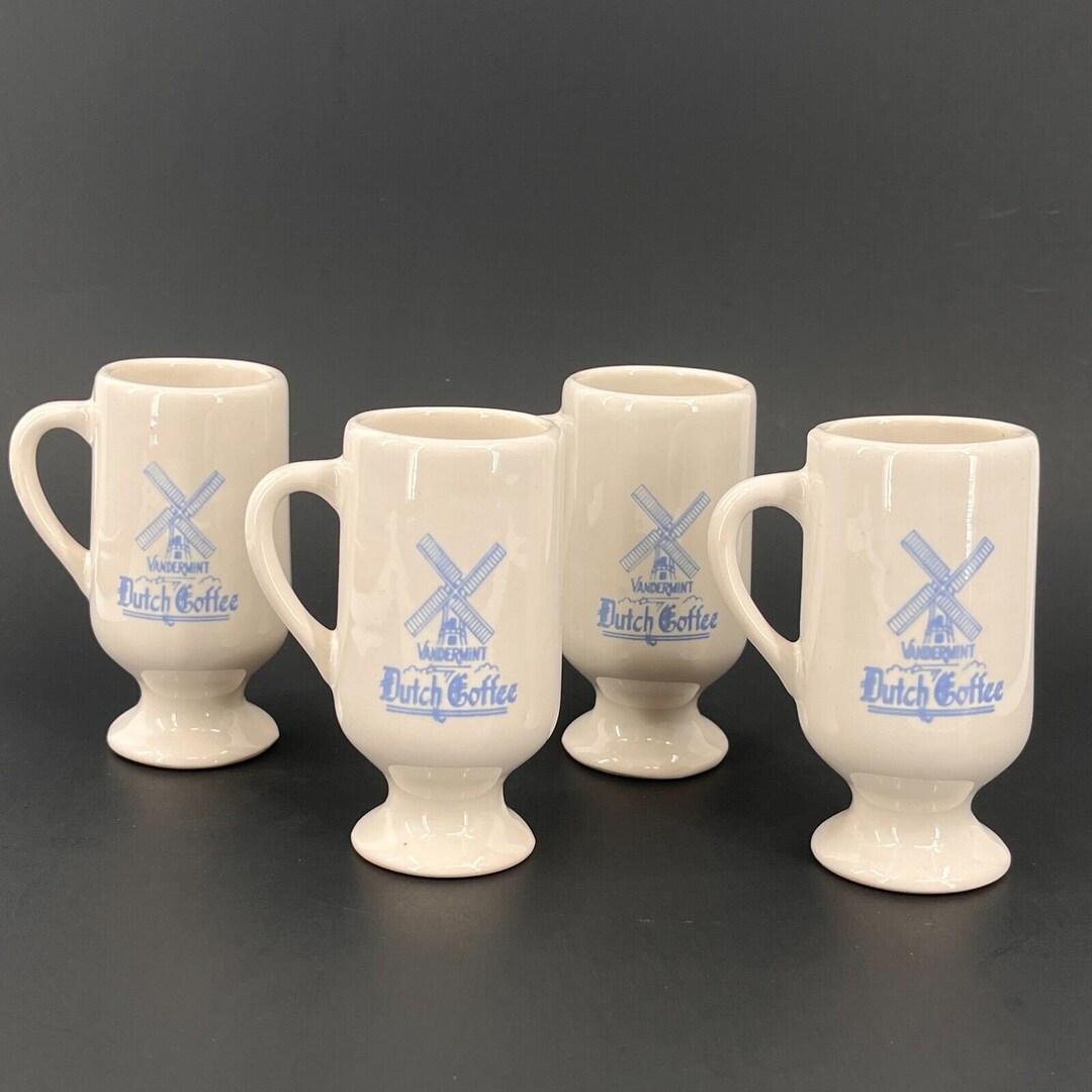 Vandermint Dutch Coffee Footed Pedestal Mugs 4 Oz Irish Coffee Espresso ...