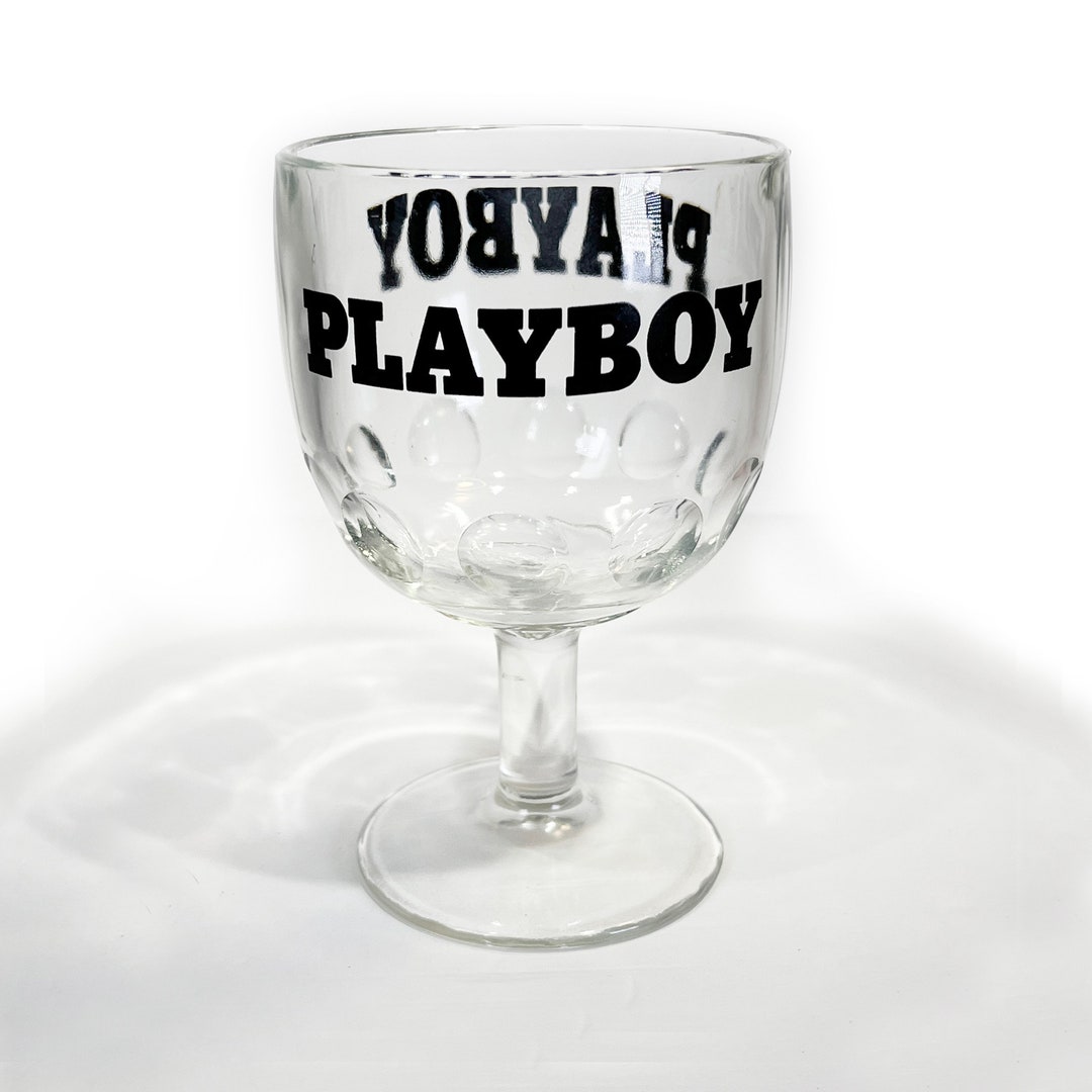 Playboy Glass Goblet VINTAGE 70s Dimpled Thumbprint Stemmed Beer ...