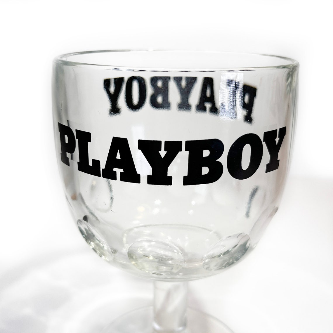 Playboy Glass Goblet VINTAGE 70s Dimpled Thumbprint Stemmed Beer ...