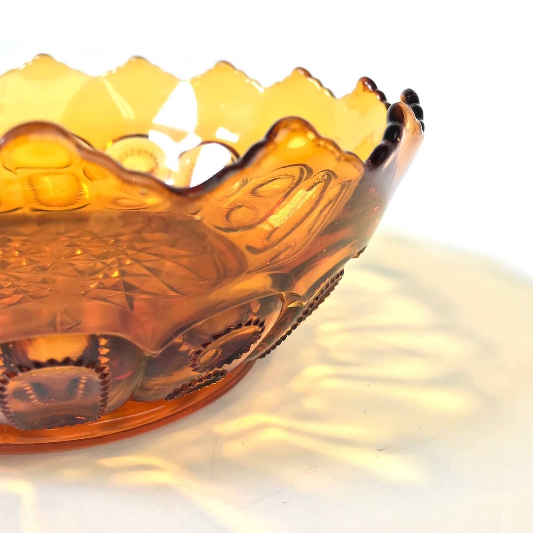 Vintage Amber Moon and Stars Sawtooth Petal Depression Glass - Etsy
