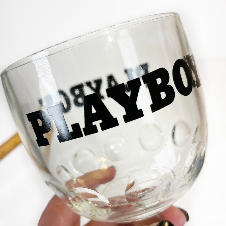 Playboy Glass Goblet VINTAGE 70s Dimpled Thumbprint Stemmed Beer ...