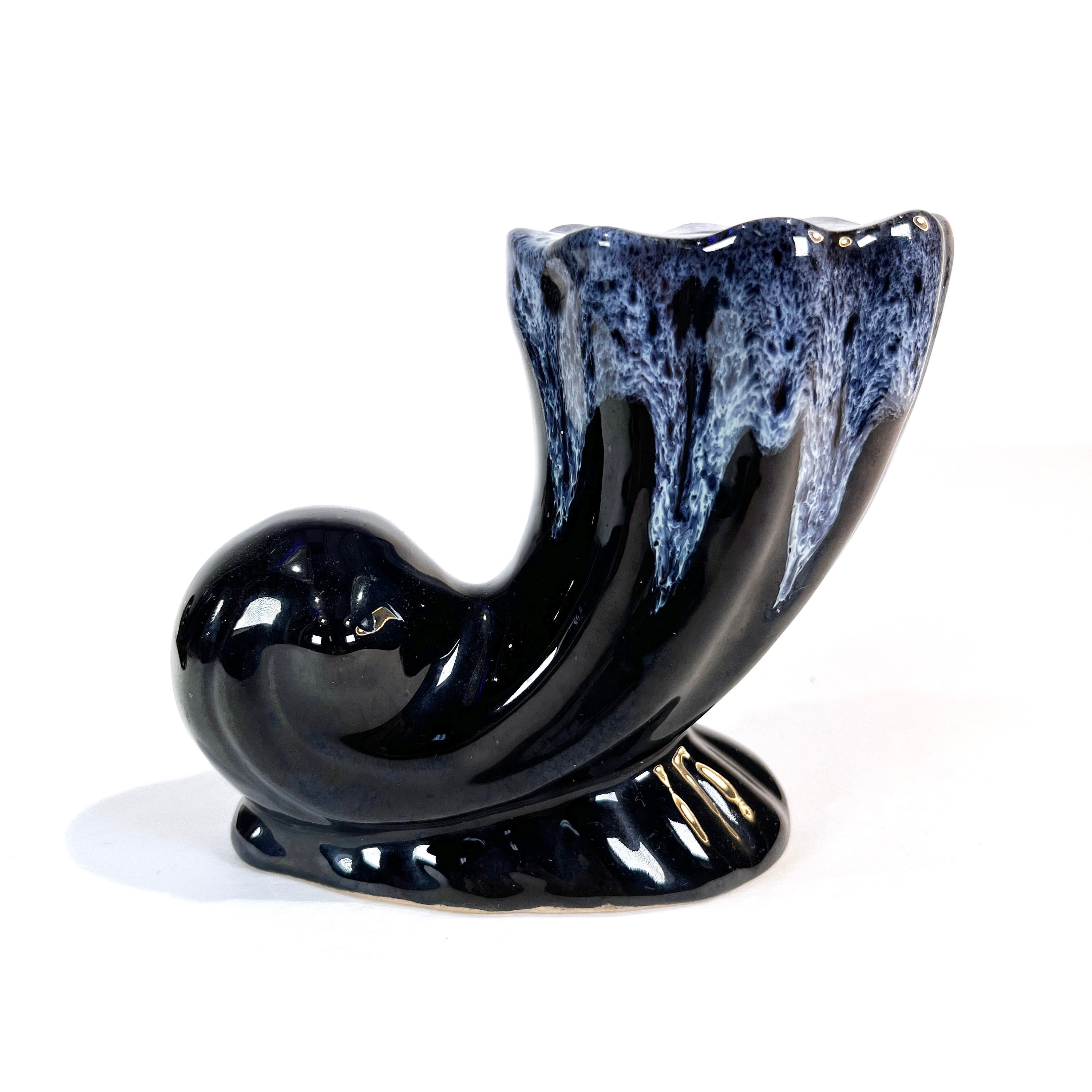 Anna Van Briggle Candle Holders Pottery Black Blue Drip Lava Drip Horn ...