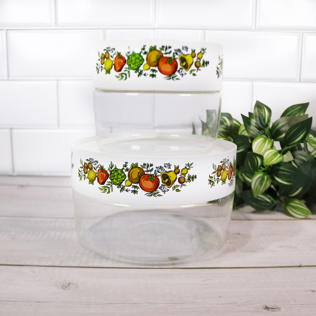 PYREX Corning Spice of Life Glass STORE N' SEE Canister Stack Set of 2 ...