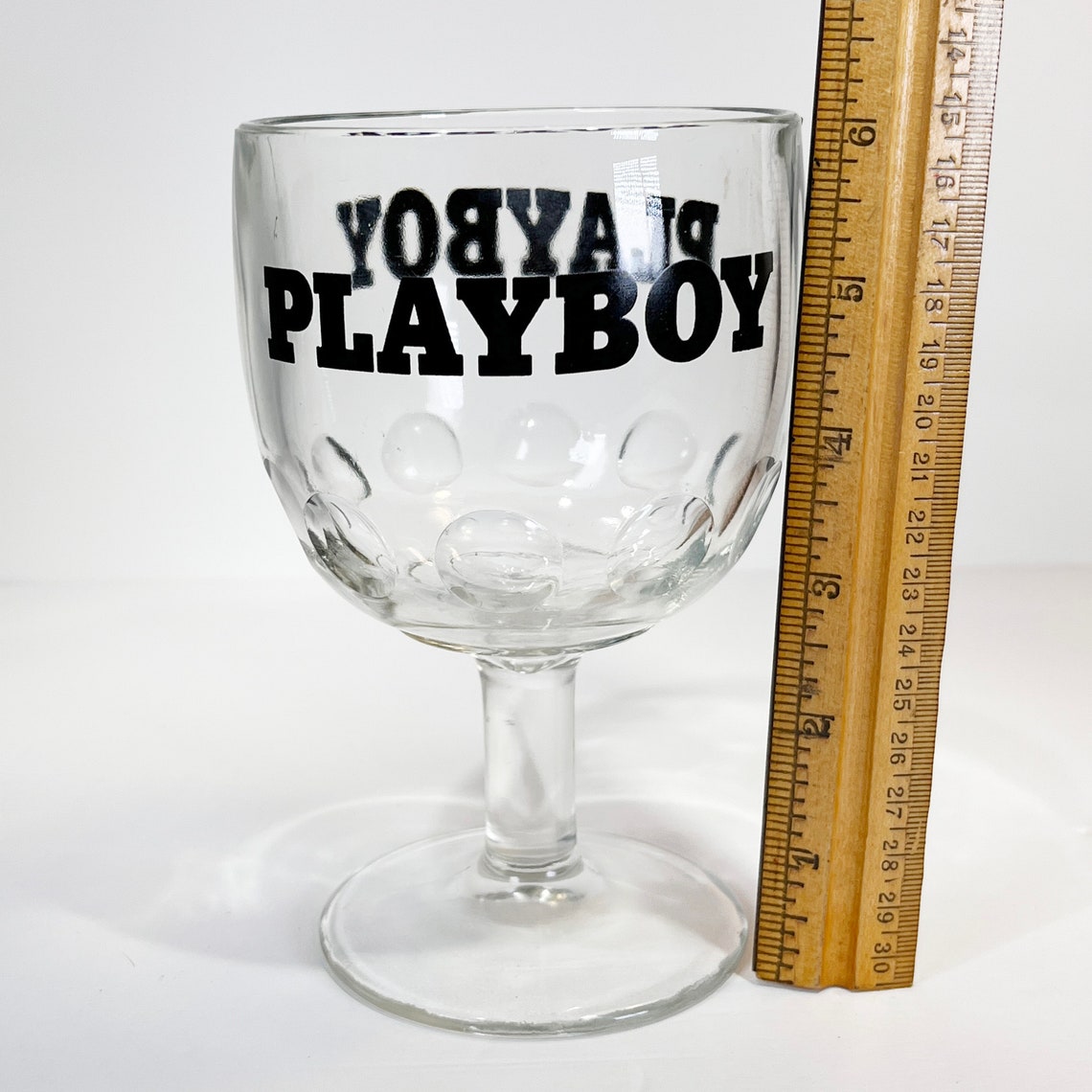 Playboy Glass Goblet VINTAGE 70s Dimpled Thumbprint Stemmed Beer ...