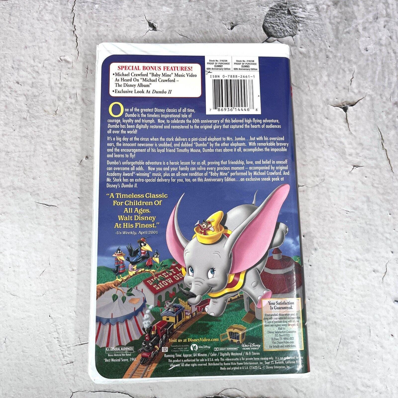 Vintage Walt Disney DUMBO VHS #21623 Vintage 2001 60th Anniversary ...