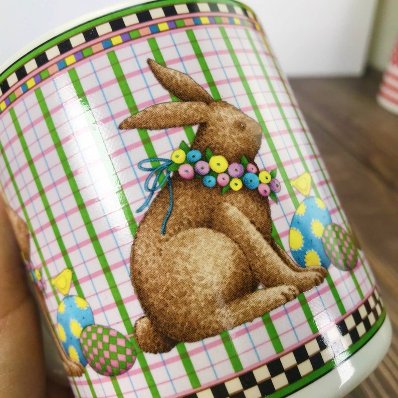 Vintage Debbie Mumm Easter Bunny Rabbit Mug Set X2 Stoneware 12 Oz ...