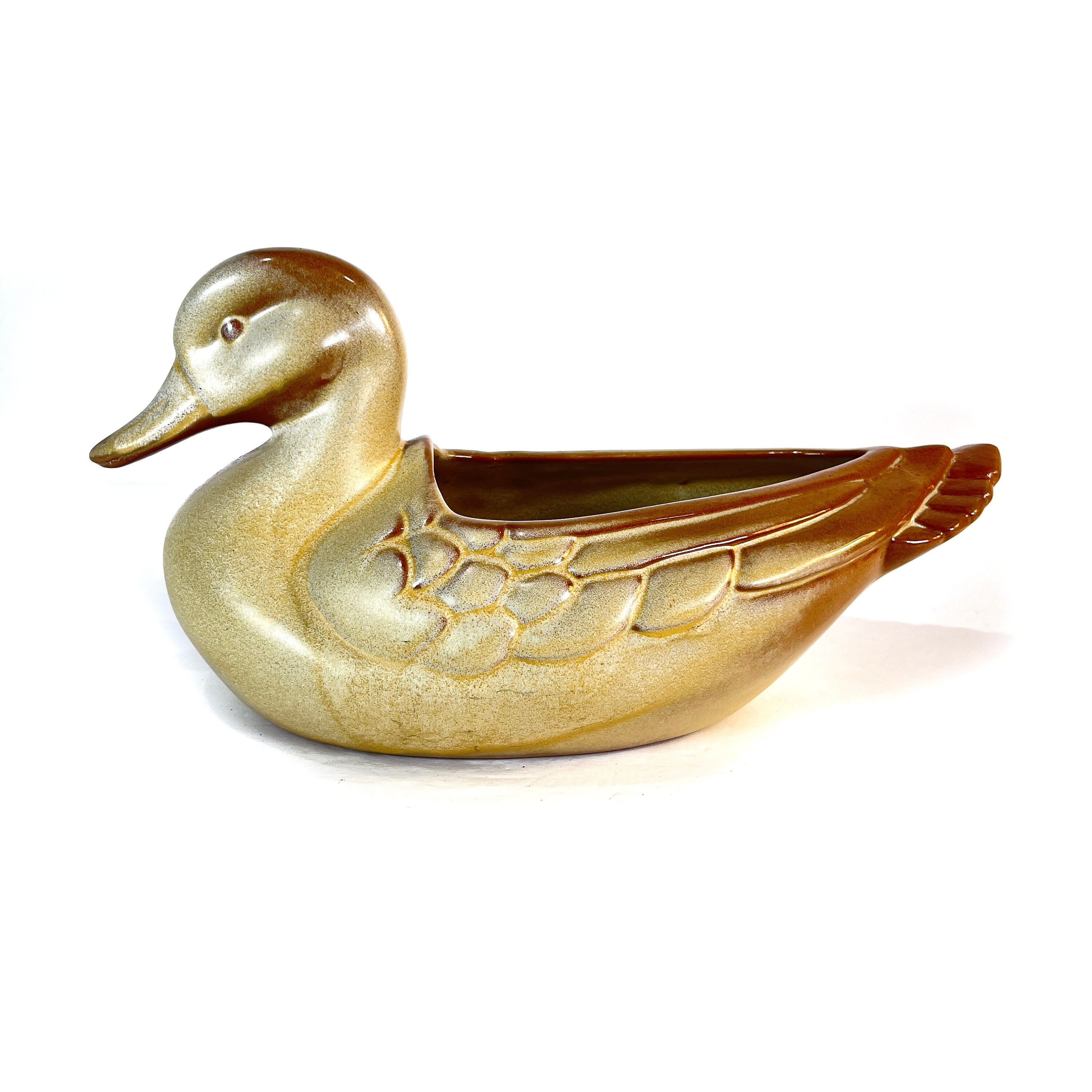 Vintage Frankoma Large Mallard Duck Planter 208 Desert Gold Yellow ...