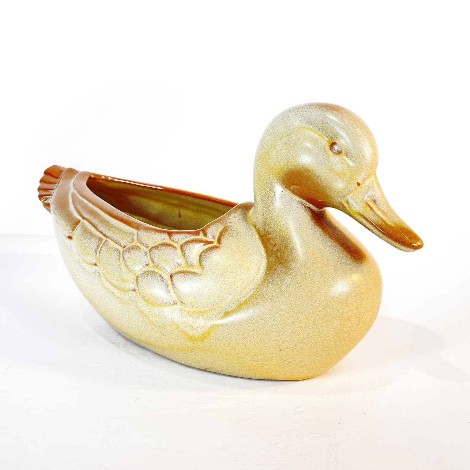 Vintage Frankoma Large Mallard Duck Planter 208 Desert Gold Yellow ...