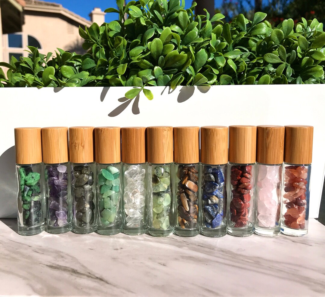 Bamboo Crystal Infused Essential Oil Rollers- Clear Skin, Calm, Anti ...