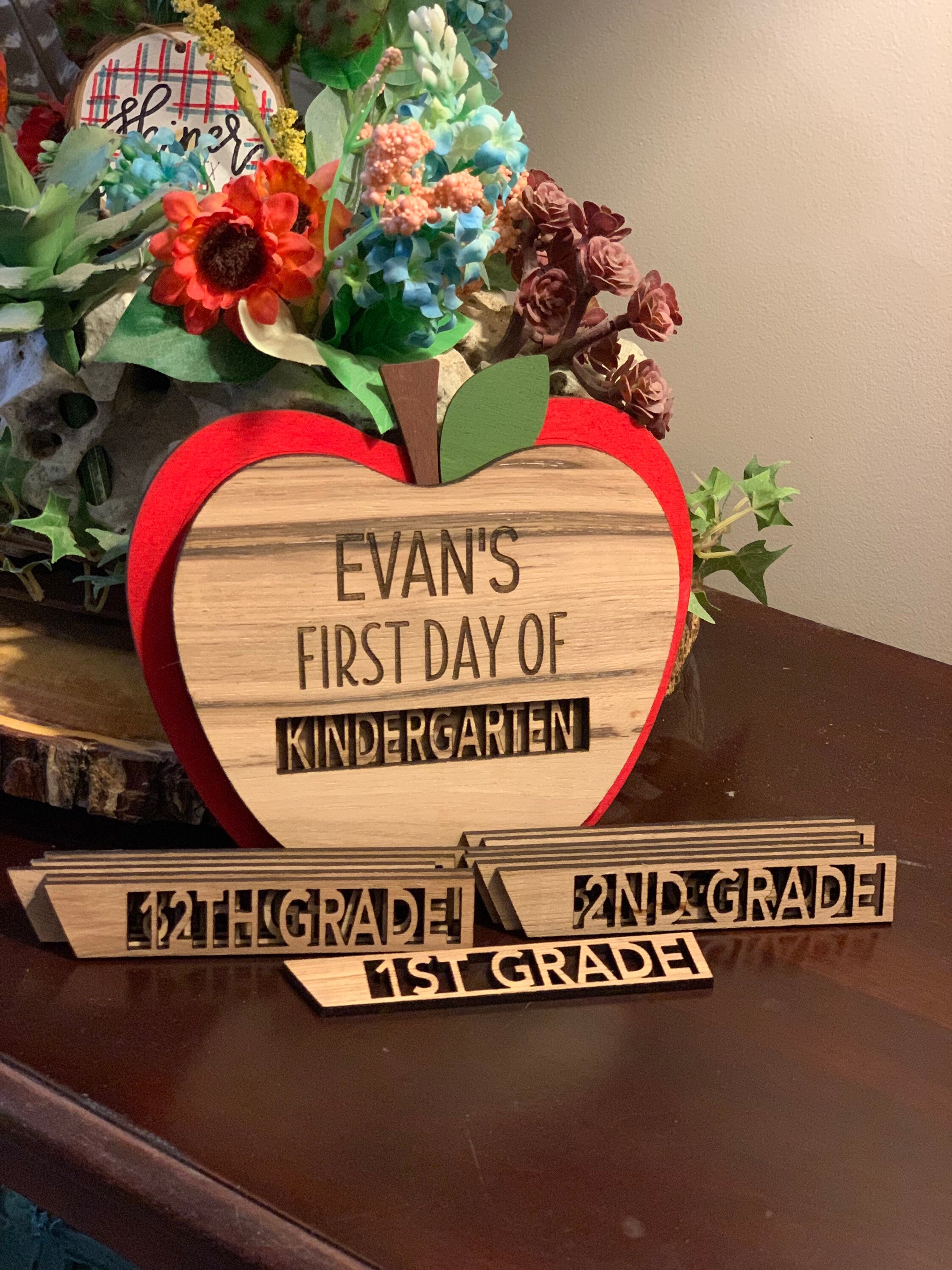 First Day of School Apple Sign for photos. Wooden. Pre-K to | Etsy