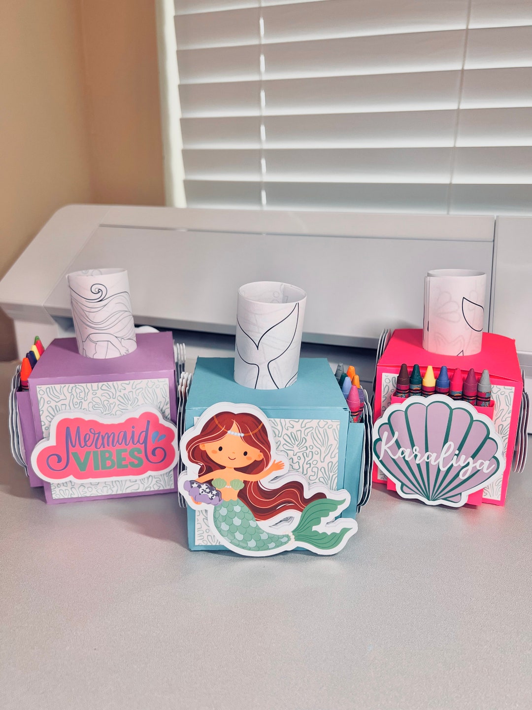 Mermaid Coloring Activity Box for Kids Party Favor Box - Etsy