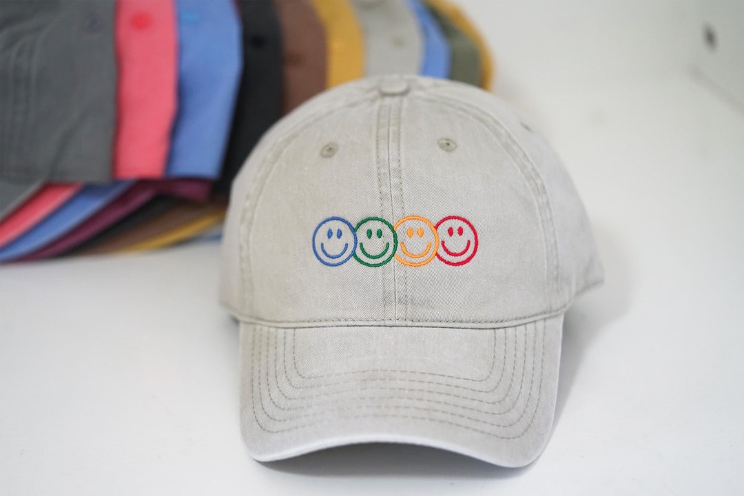 Embroidered Smiley Face Baseball Cap: Happy Everyday Hat - Etsy