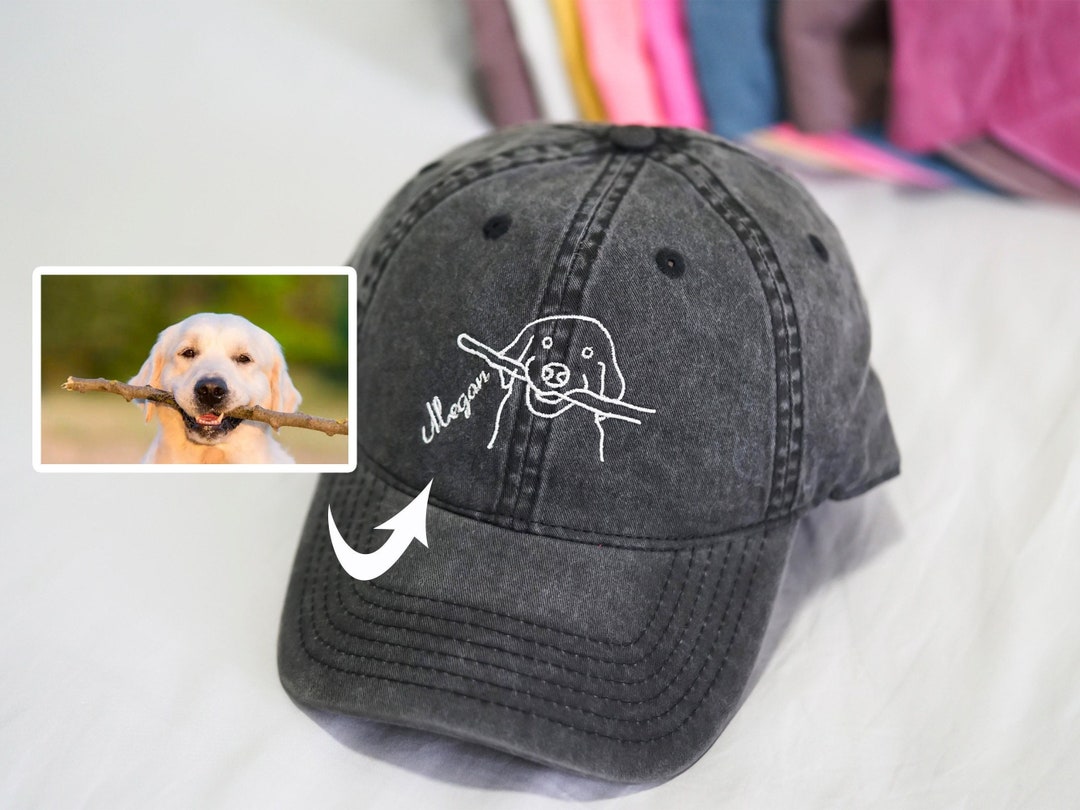 Custom Pet Outline Drawing Hat, Personalized Cat Dog Mom Dad ...