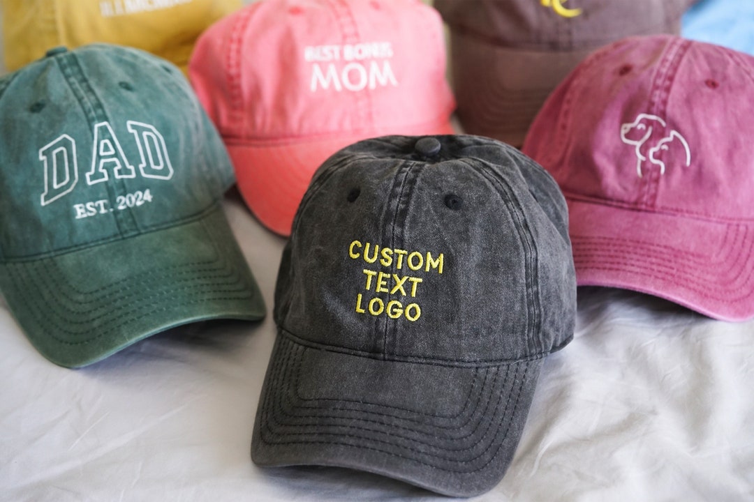 Custom Embroidered Baseball Cap: Personalized Text & Logo - Etsy