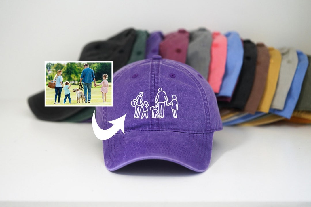 Personalized Line Drawing Cap: Custom Embroidered Cotton Baseball Hat ...