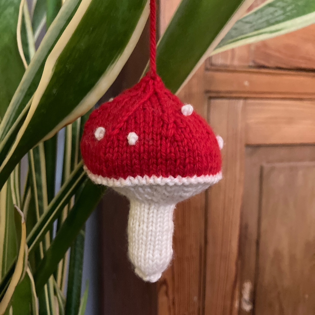 Hand Knit Mushroom Ornament Wool Toadstool Mushroom Christmas Tree ...