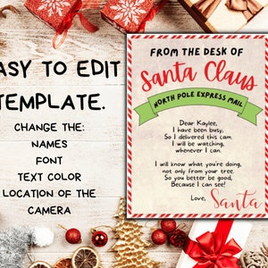 Santa Cam Letter WITH CAMERA PRINT – Printable & Editable Santa Claus ...