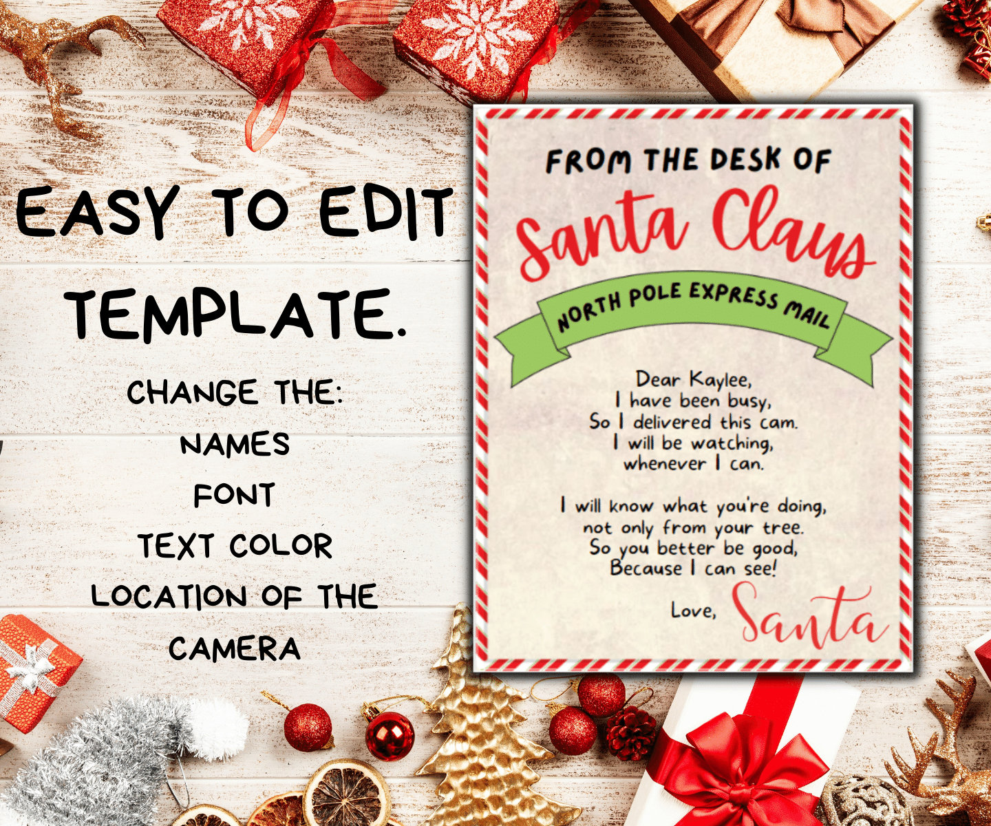 Santa Cam Letter WITH CAMERA PRINT – Printable & Editable Santa Claus ...