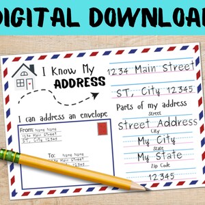 Address Practice, Address Kids Activity, Homeschool Printable ...