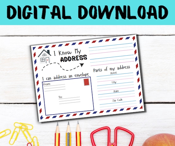 Address Practice Address Kids Activity Homeschool Printable - Etsy