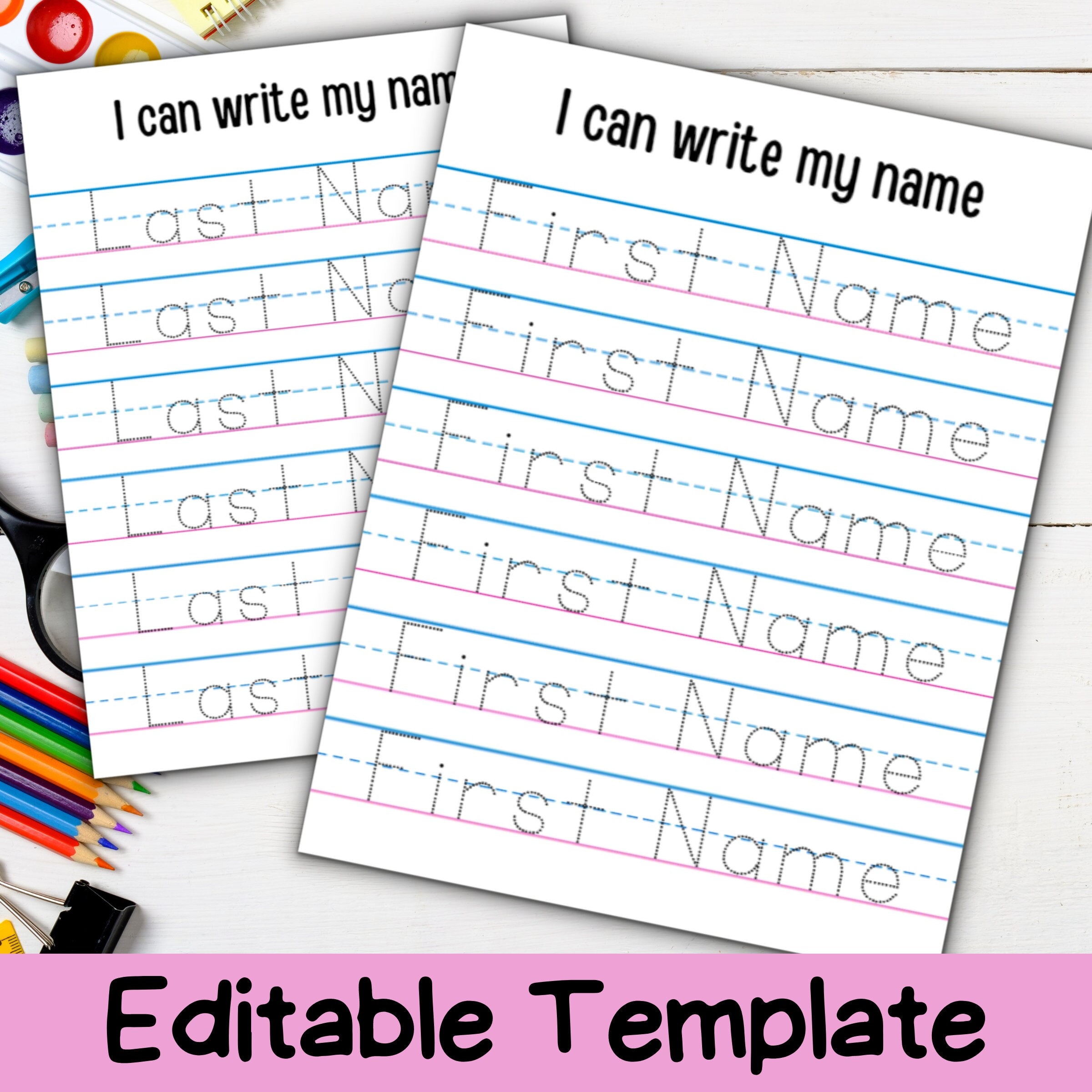 CUSTOM Handwriting Worksheet, Personalize Name Tracing Template ...