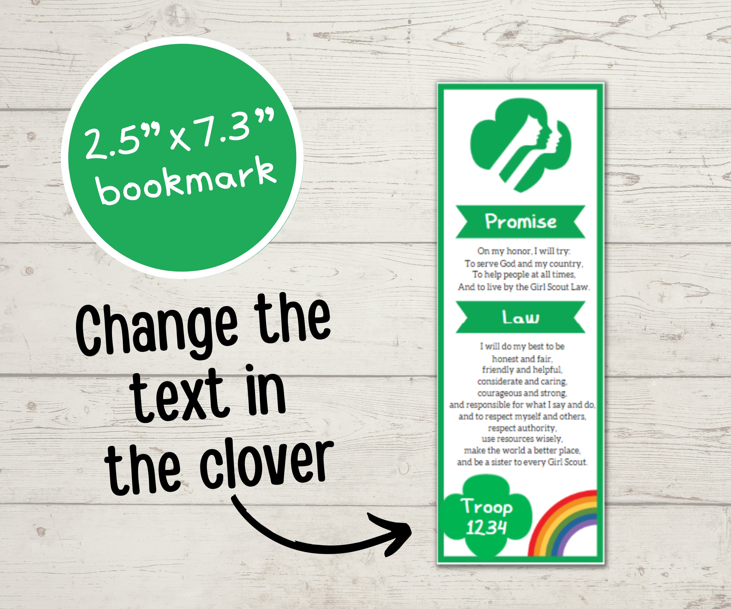 Editable Girl Scout Bookmark, Printable Instant Download, Girl Scout ...