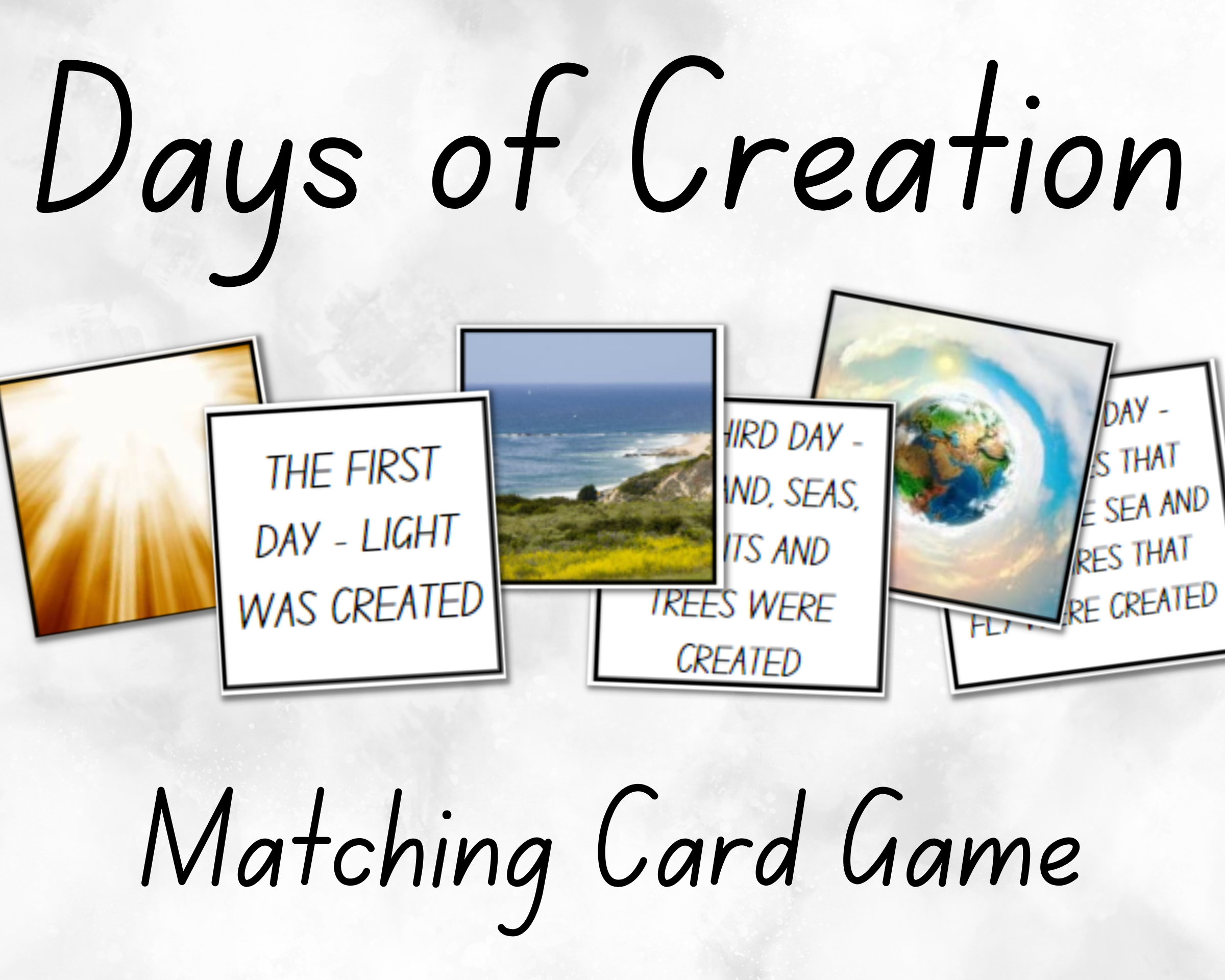 Days of Creation Flash Cards Matching Game, Homeschool Religious ...