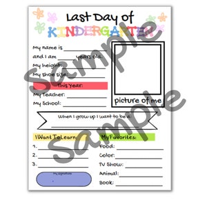 First and Last Day of School Questionnaire // My First Day of School ...