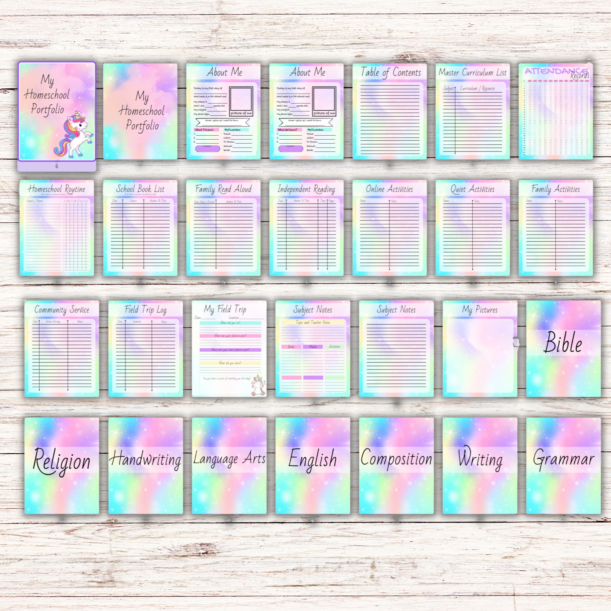 Homeschool Portfolio Bundle // Homeschool Attendance Tracker ...