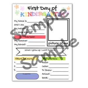 First and Last Day of School Questionnaire // My First Day of School ...