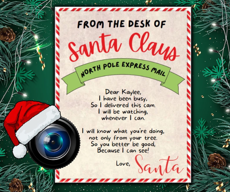 Santa Cam Letter WITH CAMERA PRINT – Printable & Editable Santa Claus ...