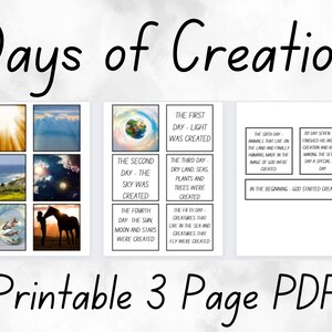 Days of Creation Flash Cards Matching Game, Homeschool Religious ...