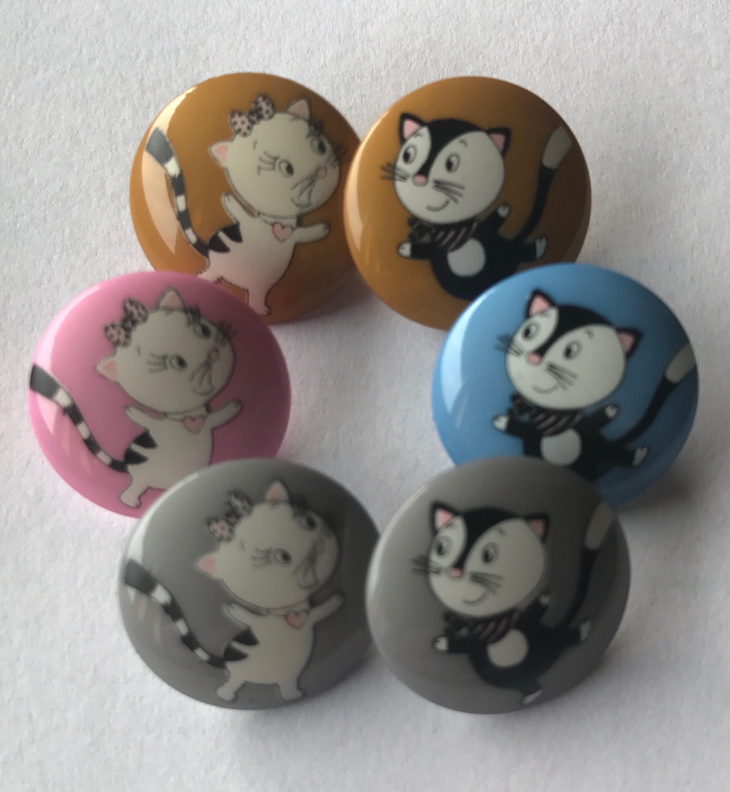 5 Cat Buttons 6 Colors 18mm / 0.7 in Button Polyester - Etsy