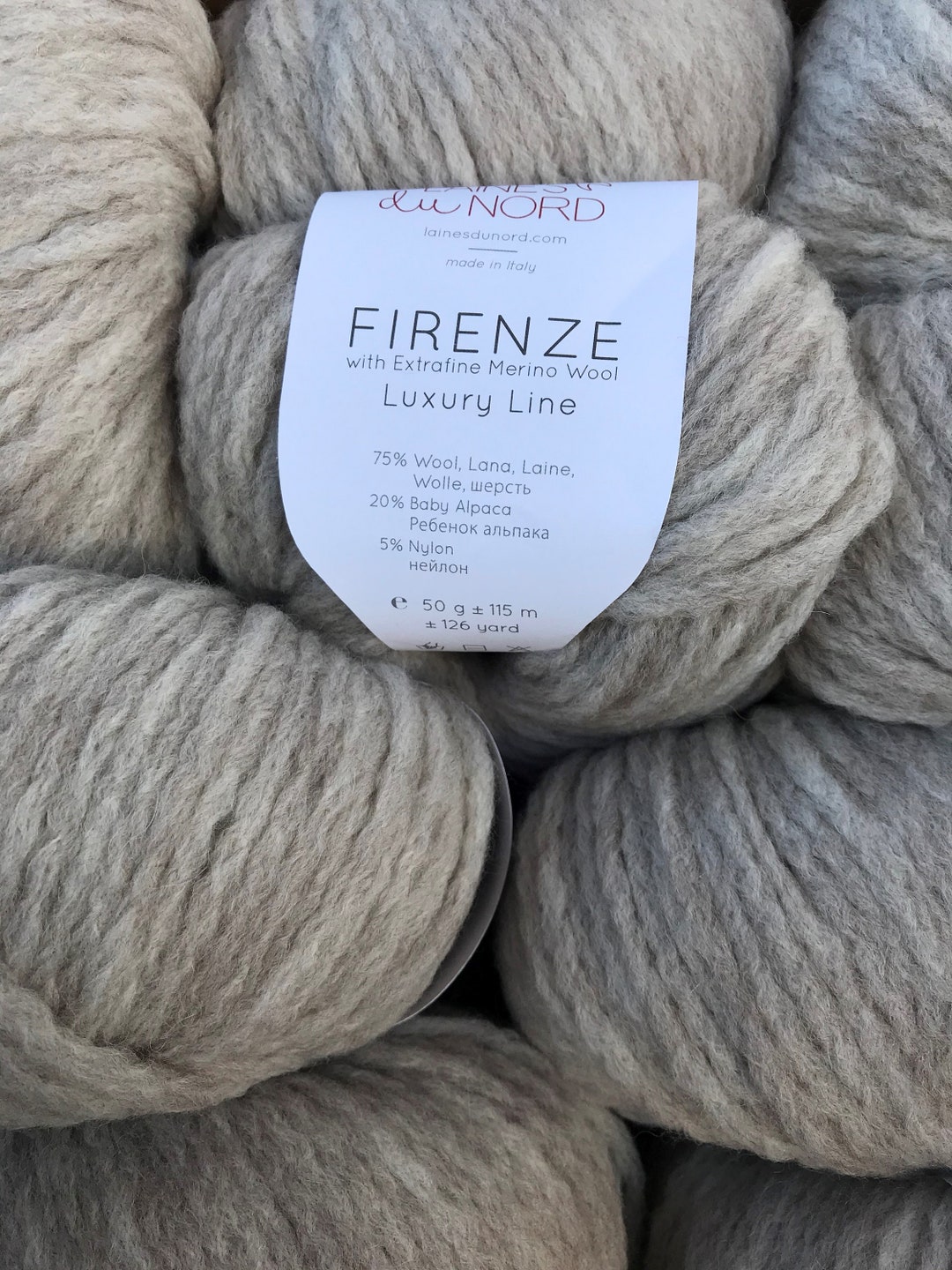Beige Chunky Yarn, Knitting Yarn, Bulky Wool, Yarn for Blanket, Italian ...